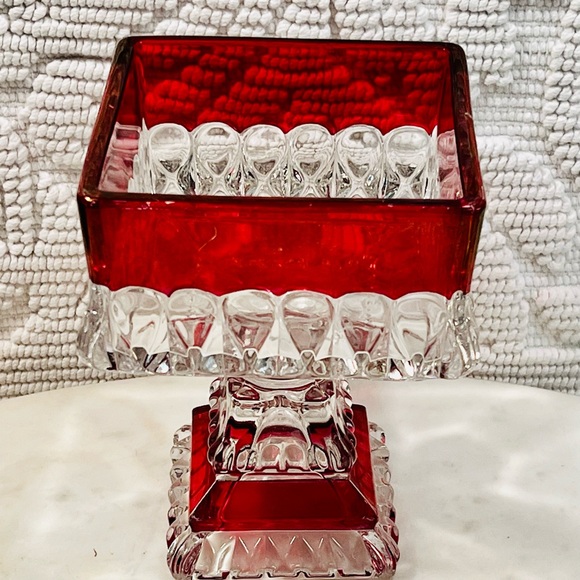 Accents | Vintage Ruby Flashed Glass 675 Wedding Box Compote Or Candy ...
